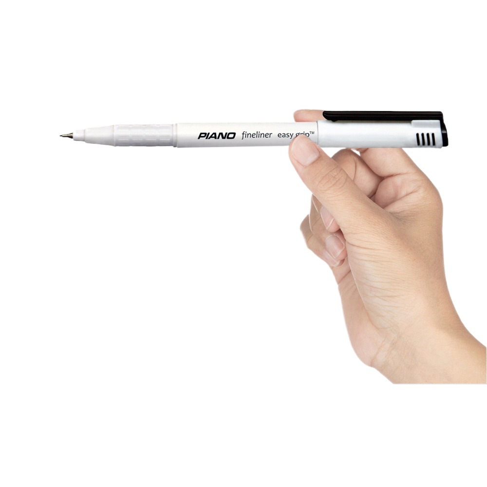 Piano Fineliner Easygrip Pointer Black - Pack of 10